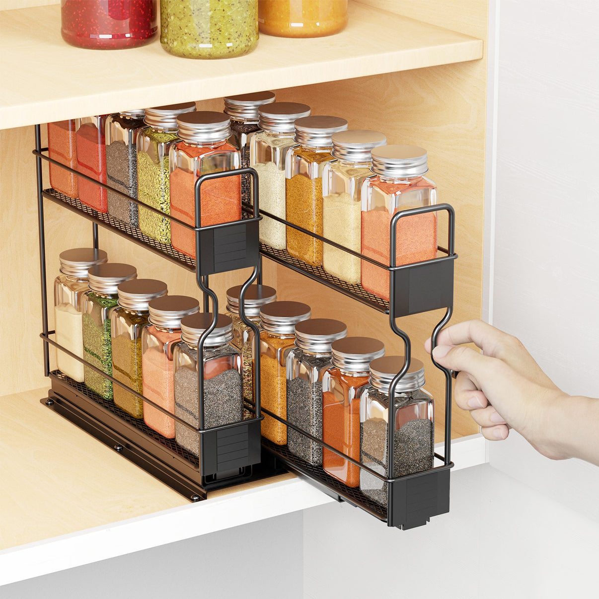 SpaceAid Slide Out Spice Rack Organizer with 20 Jars for Kitchen Cabin