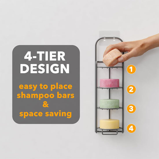 SpaceAid 4 Tier Bar Shampoo Holder for Shower, Gray
