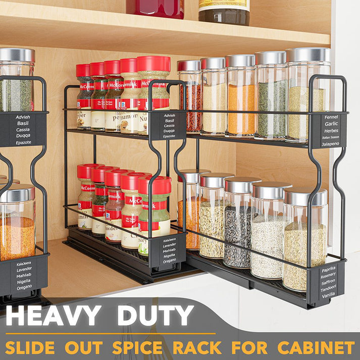 SpaceAid® Pull Out Spice Rack Heavy Duty Slide Out Spice Cabinet Organ