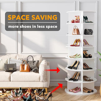 SpaceAid 360 Rotating Shoe Rack Closet 7-Tier White